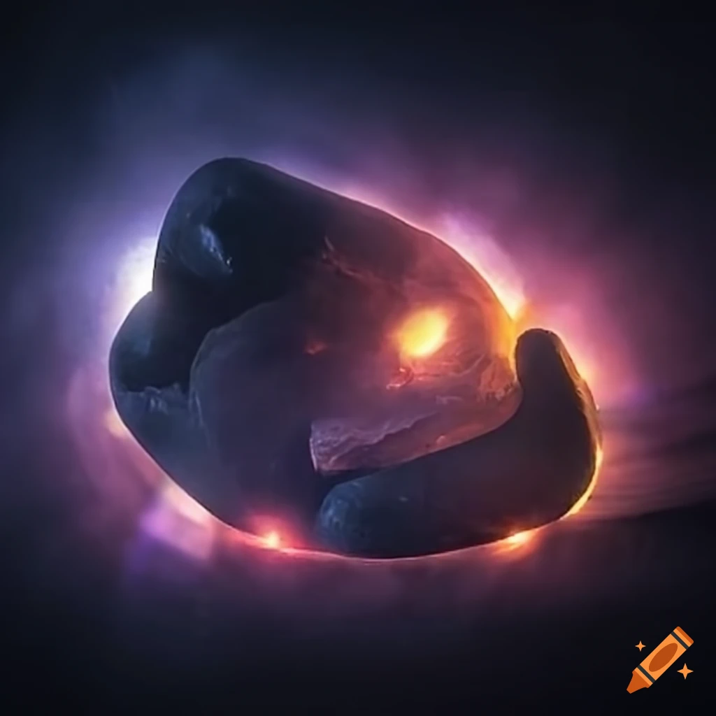 Illustration of a powerful warpstorm and four stones on Craiyon