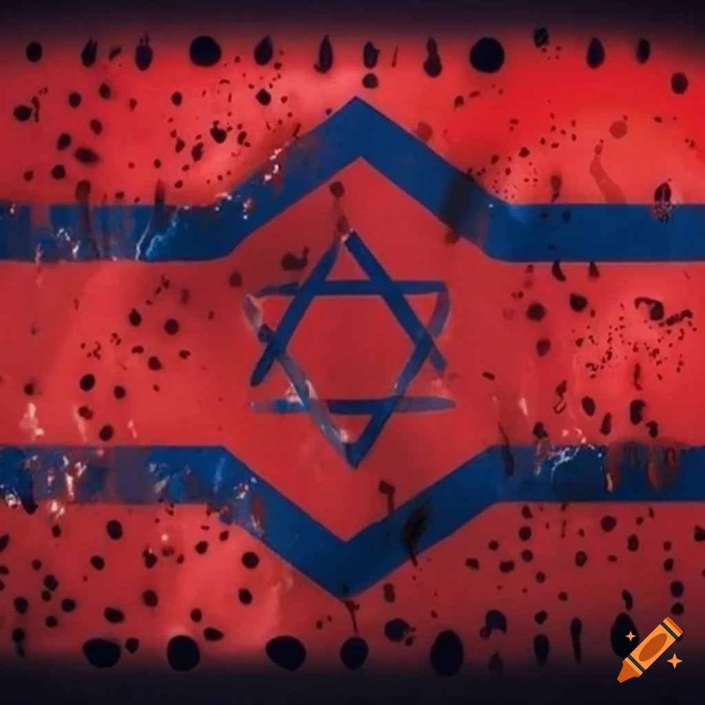 Image of the israeli flag with symbolic blood drops on Craiyon