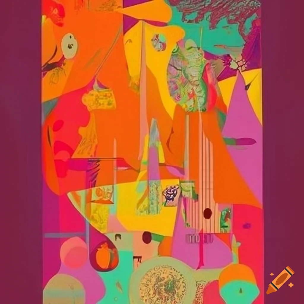 Retro abstract poster with intricate design details on Craiyon