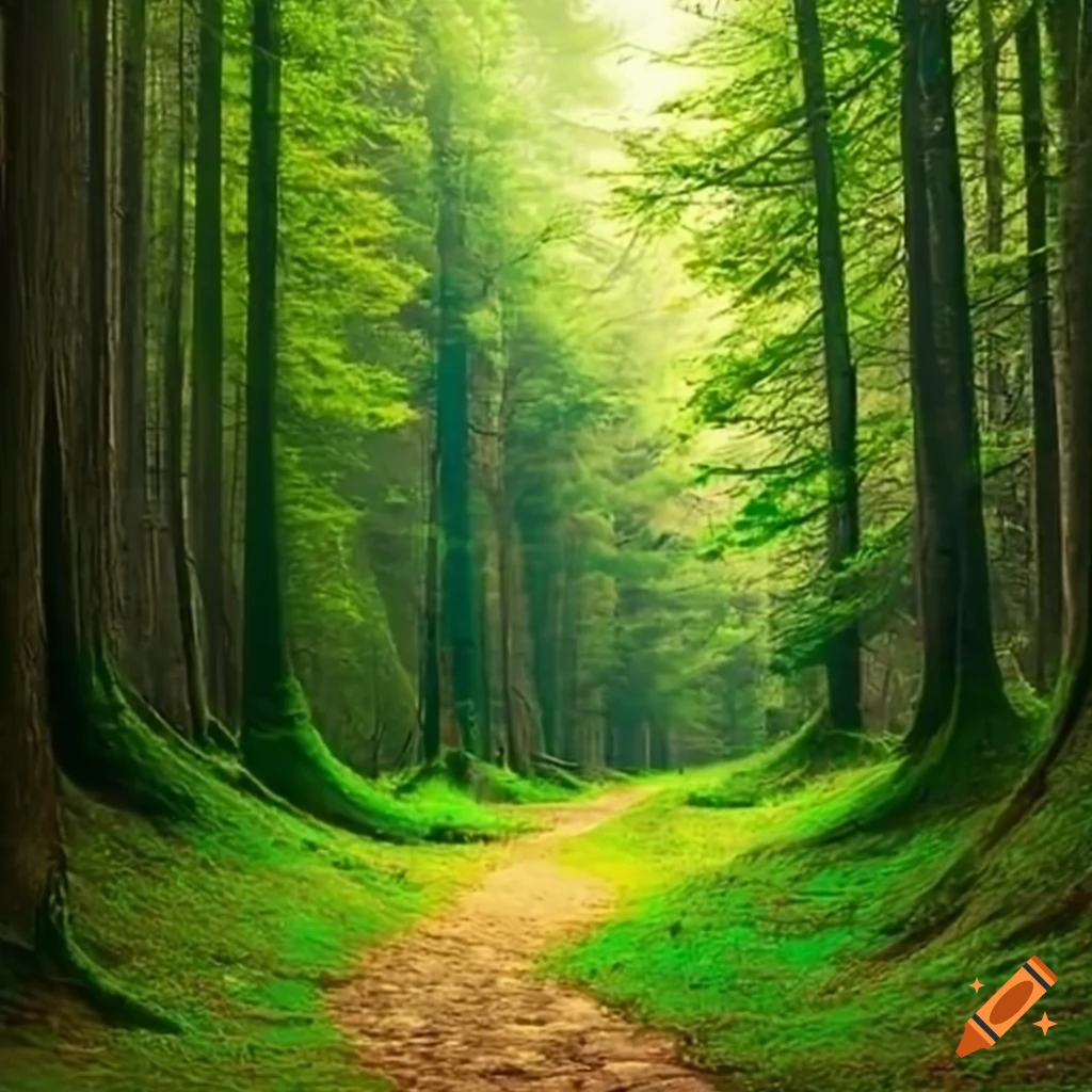 Stunning forest with a majestic opening on Craiyon