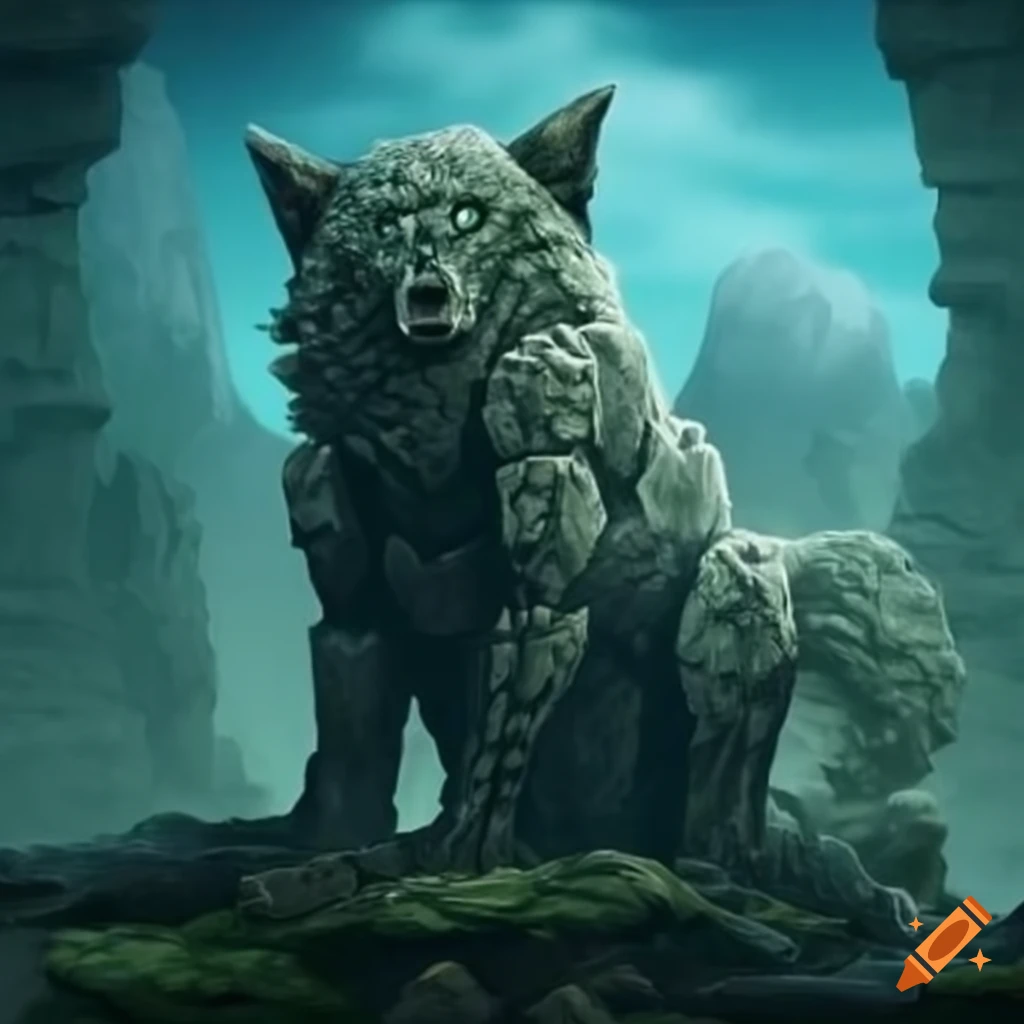 Image of a mythical wolf golem in a magical setting on Craiyon
