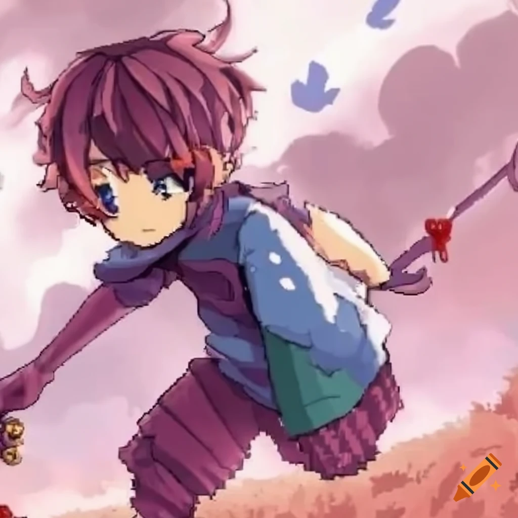 Anime-style character based on the Terraria guide on Craiyon