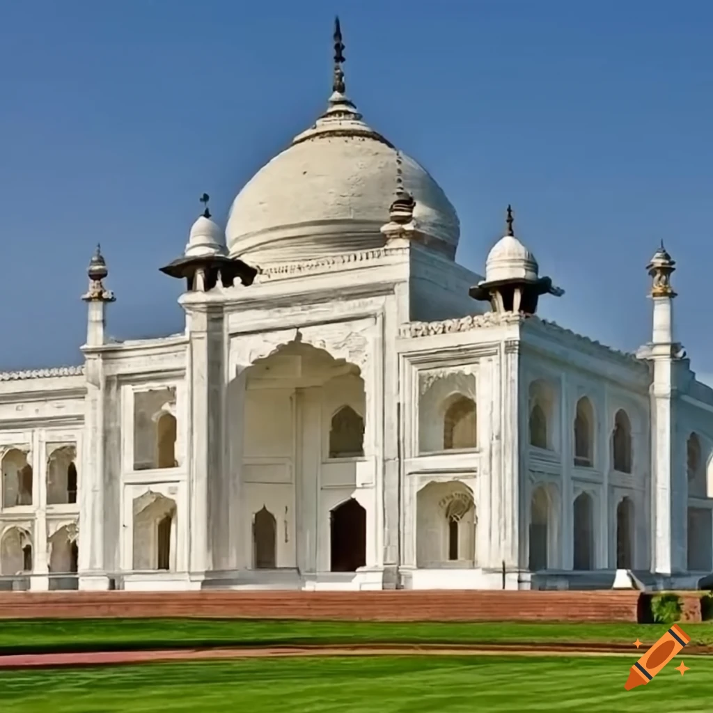 Frontal elevation of building with mughal mahal white house whitemarsh ...