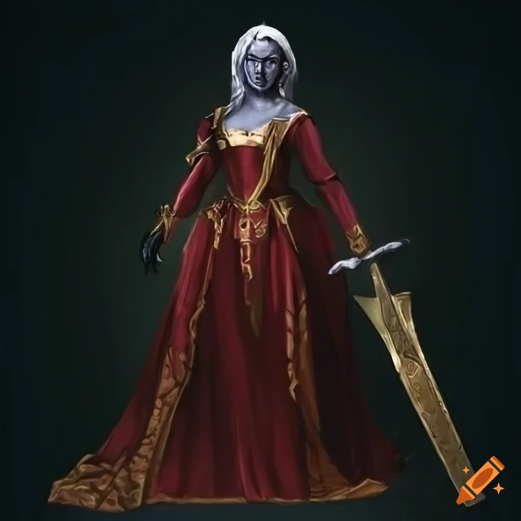 Renaissance painting of a sorrowful drow noblewoman on Craiyon