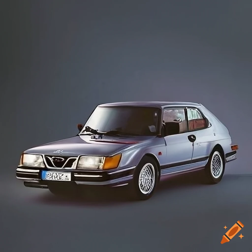 Hyper realistic painting of a pristine saab 900 turbo on Craiyon