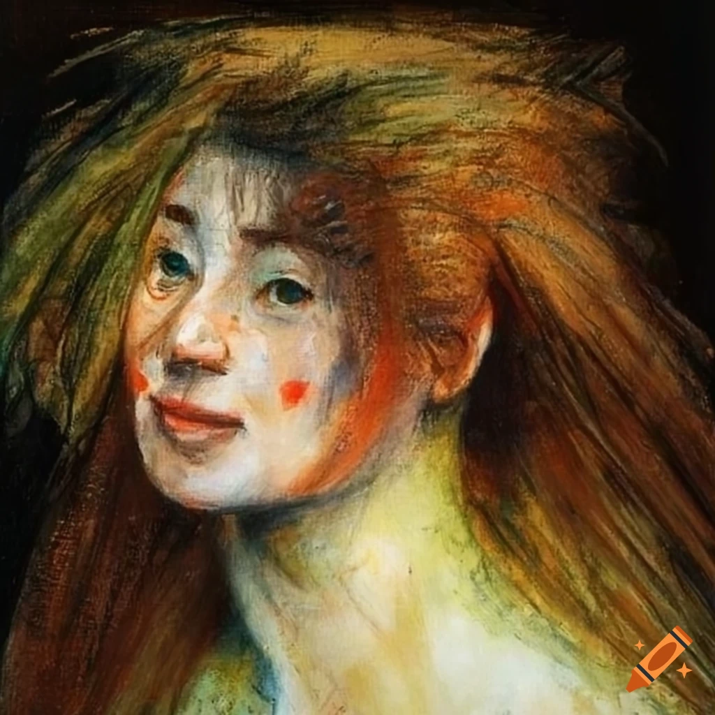 Charcoal Portrait Of A Woman With Wind Blown Hair On Craiyon