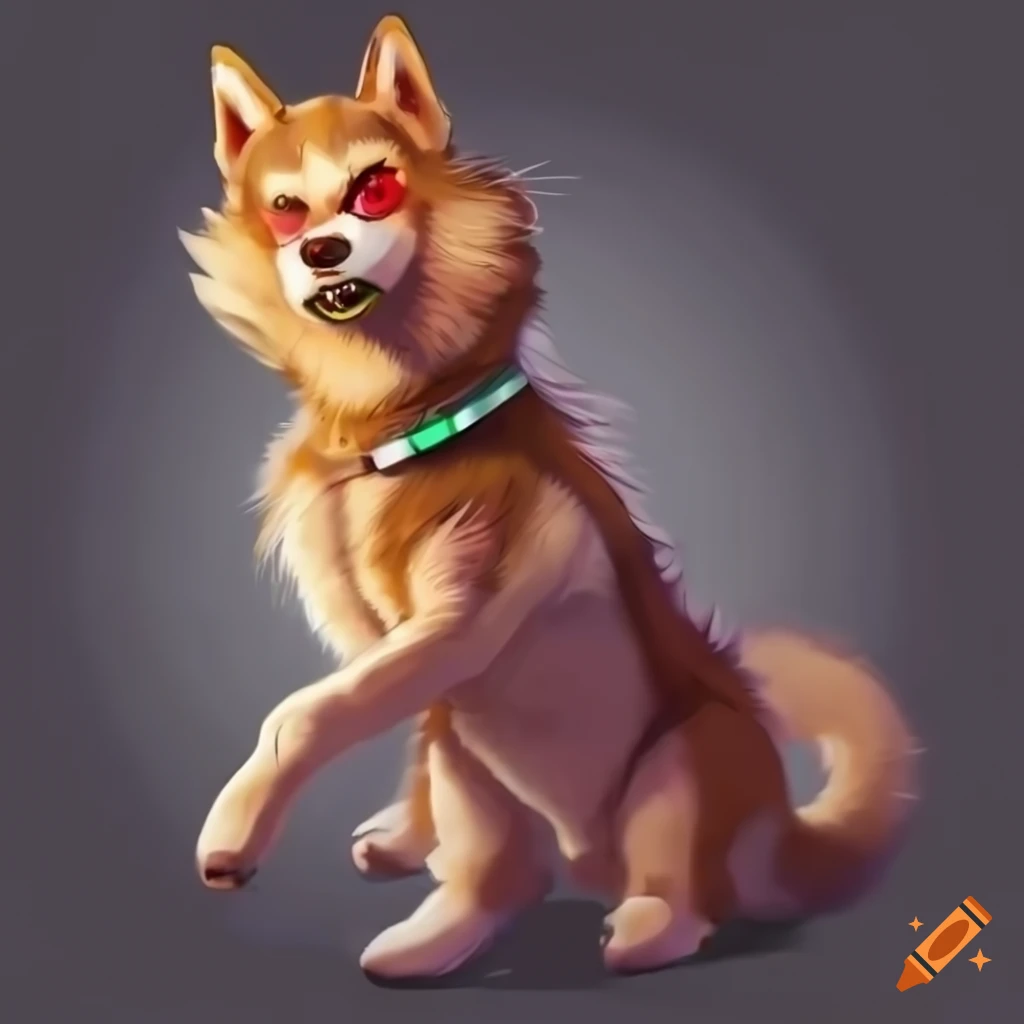 Artwork of an anthropomorphic furry husky with a lightsaber on Craiyon