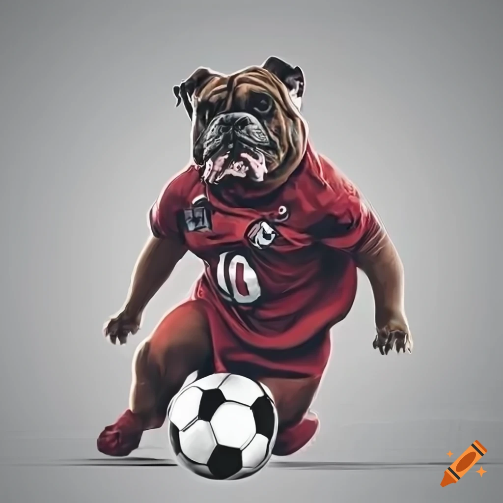 Soccer team logo featuring a bulldog on Craiyon