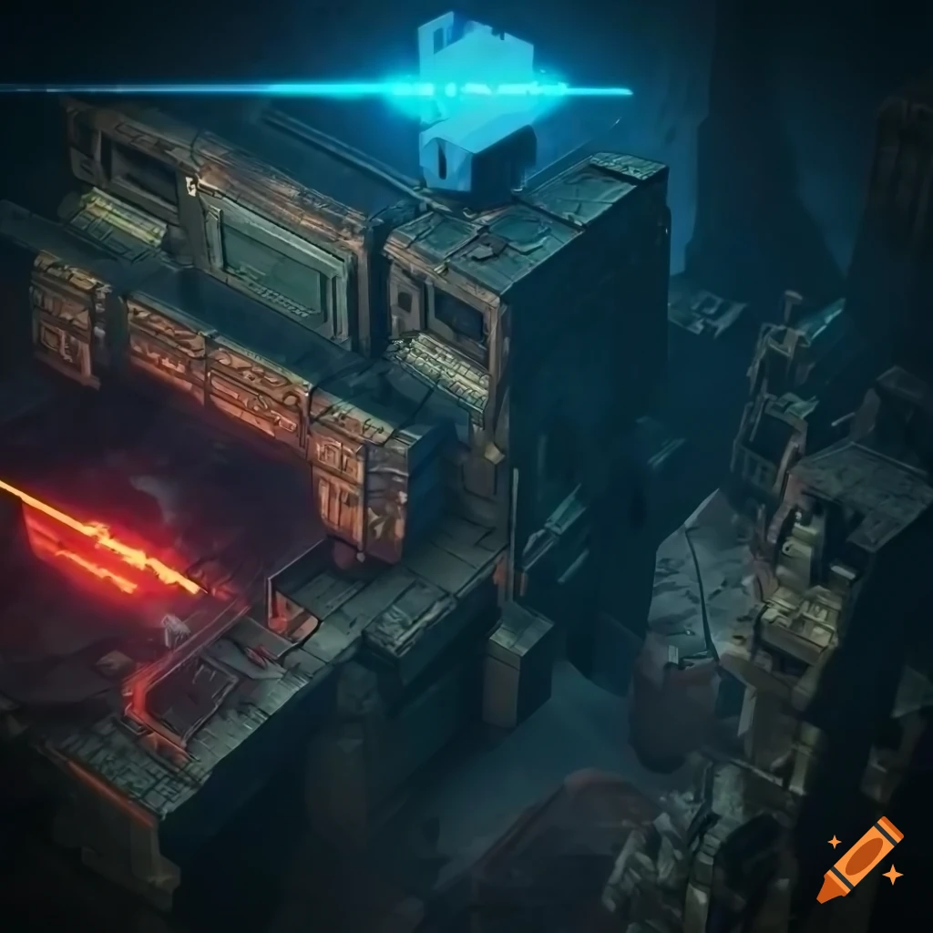 Top view of a warhammer 40k style landing platform texture on Craiyon