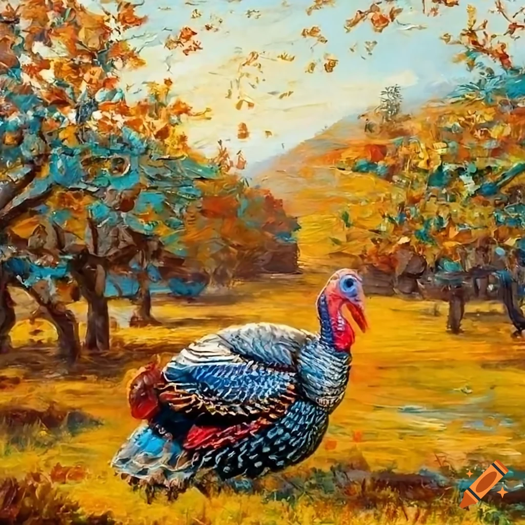 Artwork of a vibrant turkey inspired by van gogh on Craiyon