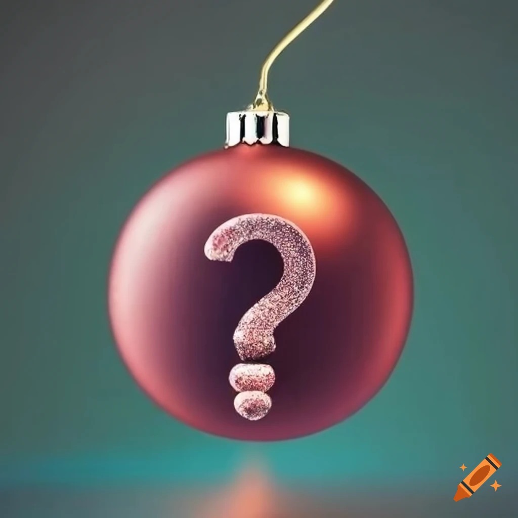 Festive christmas tree with shiny baubles in shape of question mark