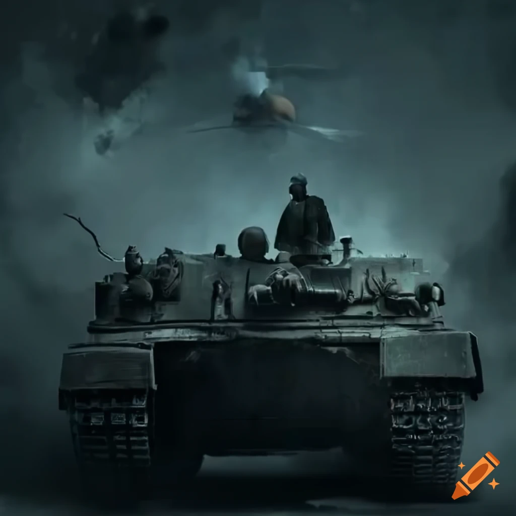 Action-packed battlefield with tanks and explosions in the distance on ...