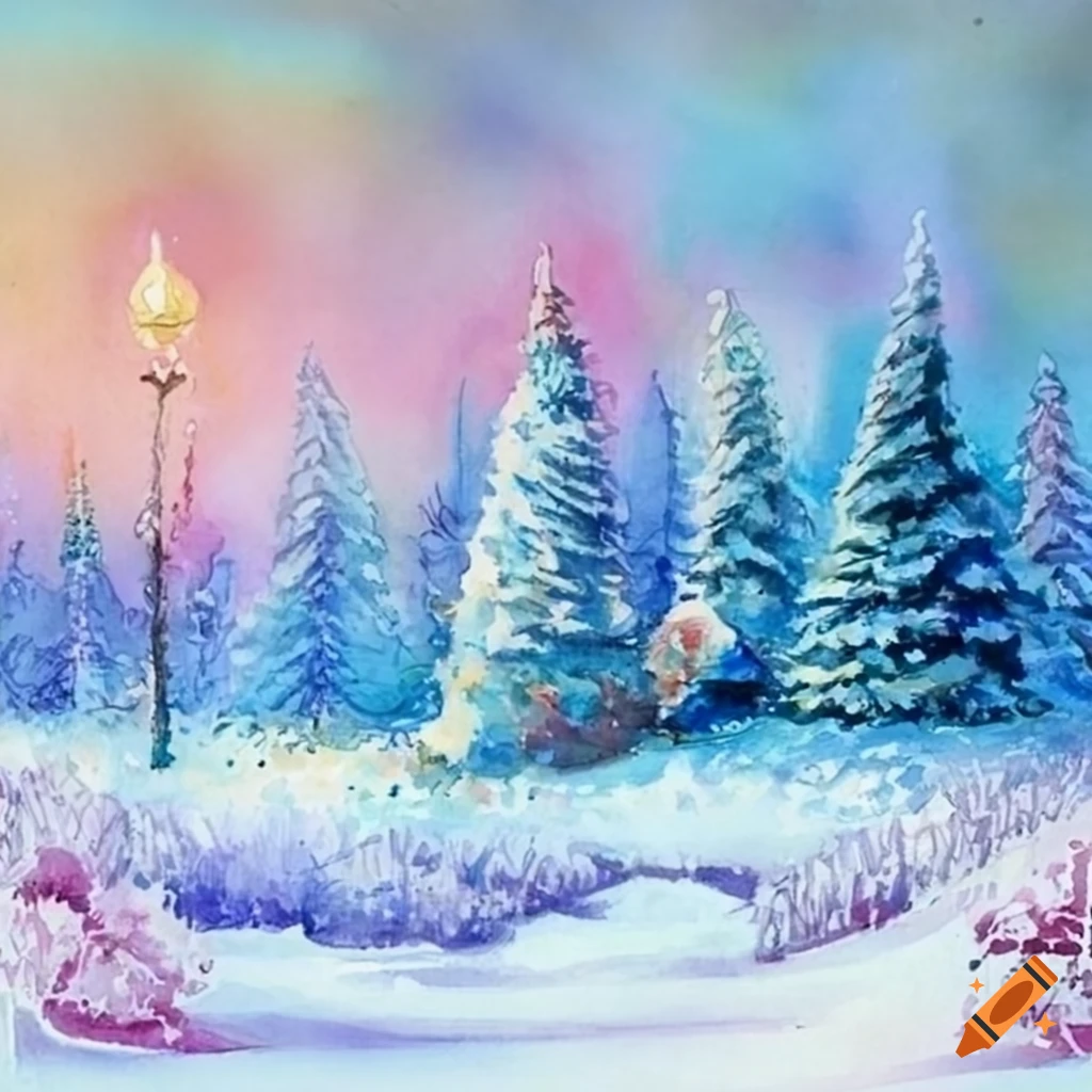 Watercolor christmas card with russian theme