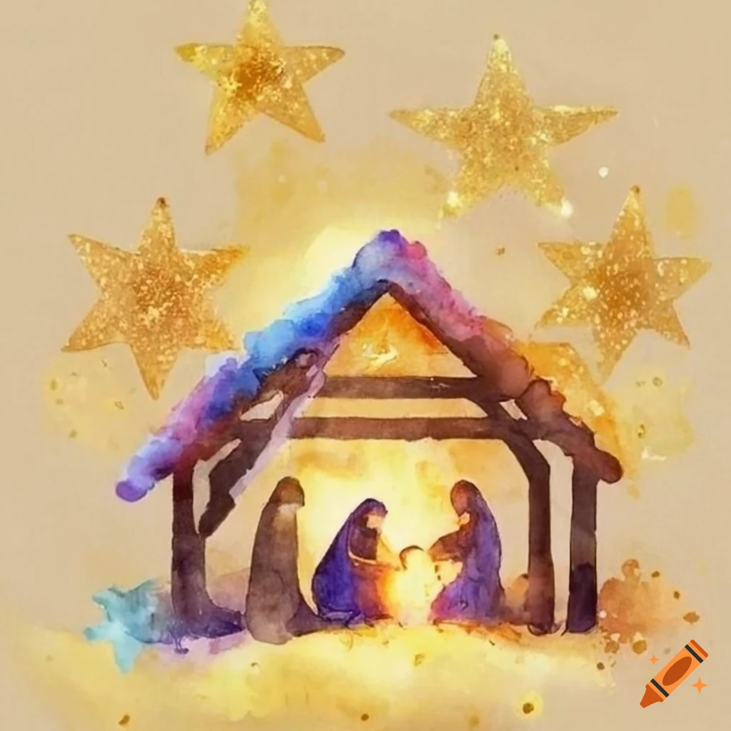 Nativity scene with shepherds and baby jesus on Craiyon