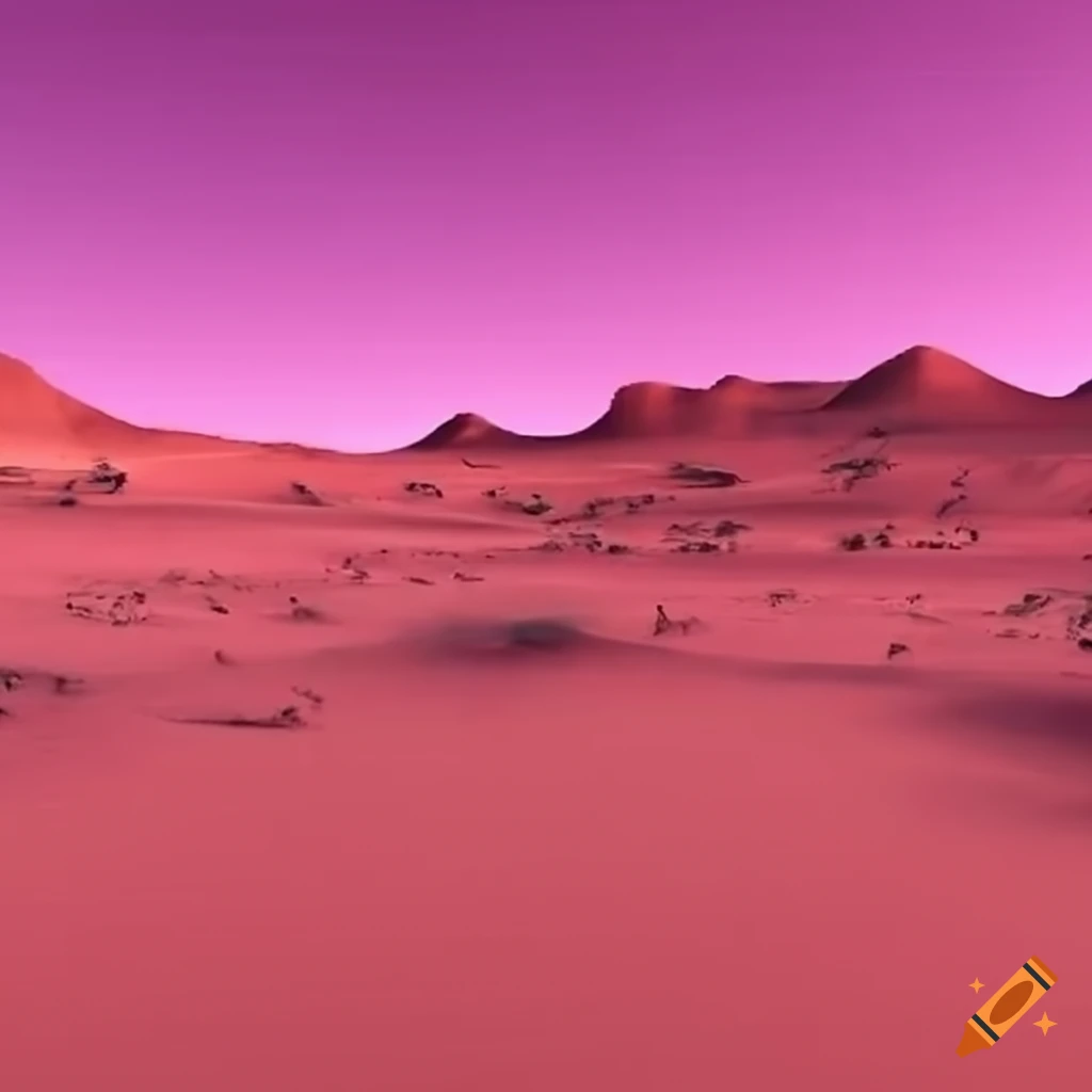 Desert landscape with black sand under a dark green sky on Craiyon