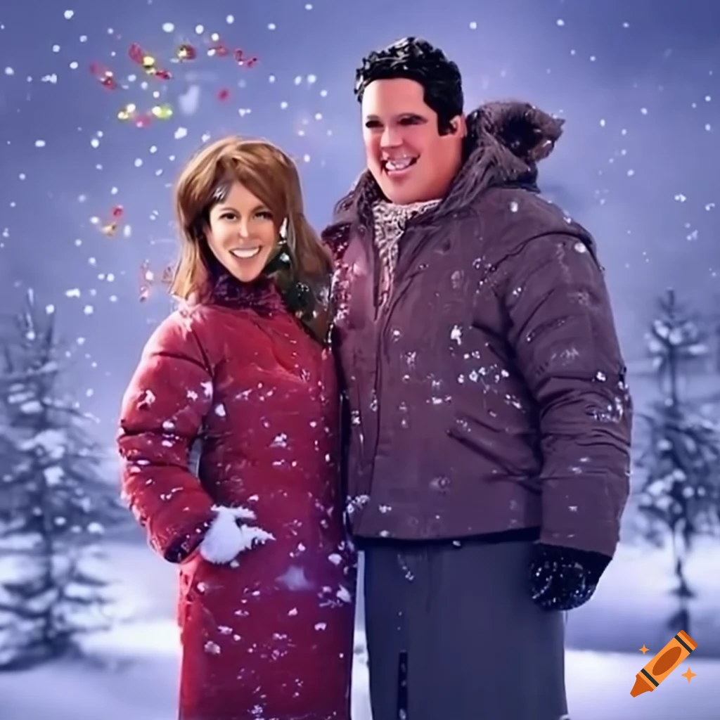Lacey Chabert and Dean Cain in a Christmas scene on Craiyon