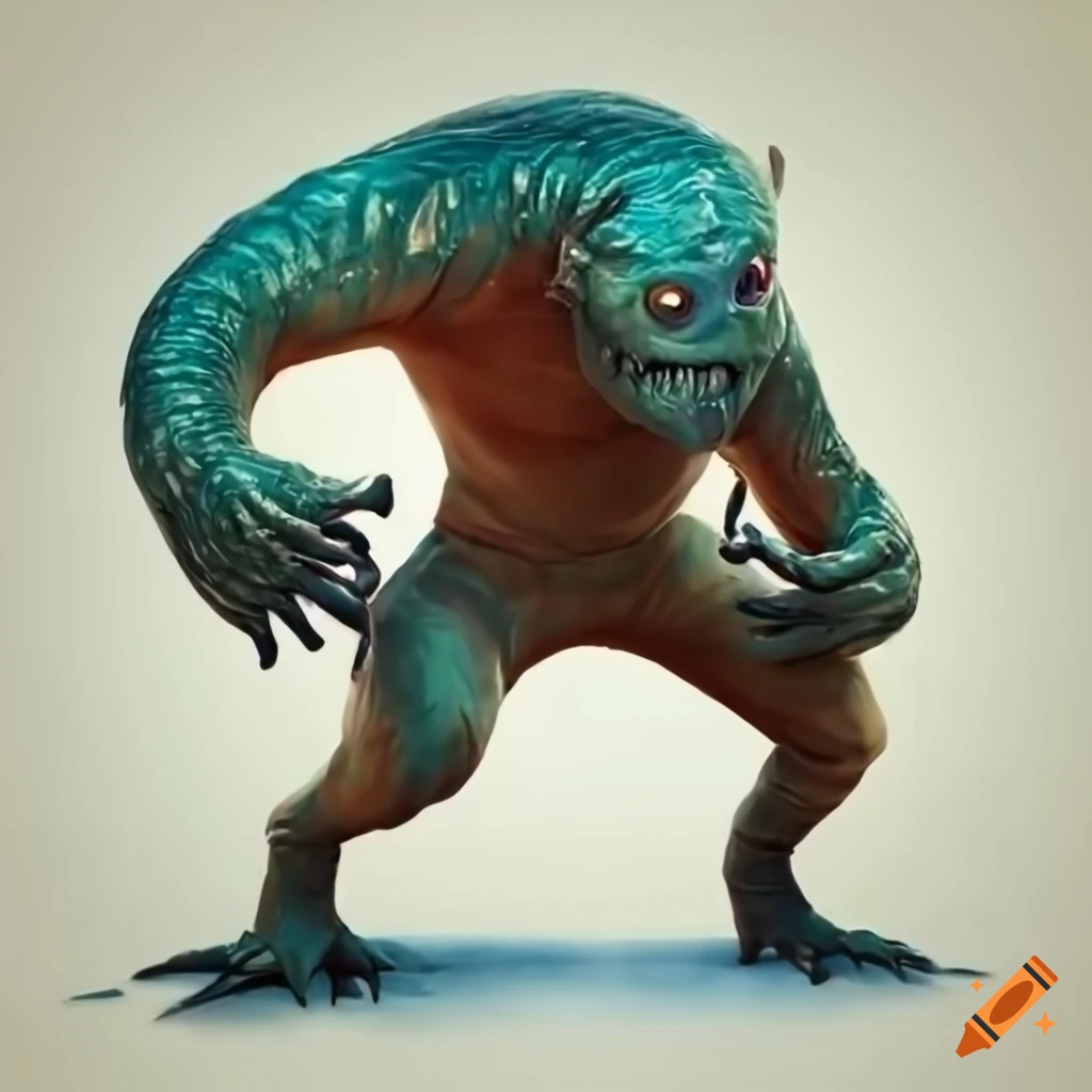 Small sand golem creature resembling a fish in a sea setting on Craiyon