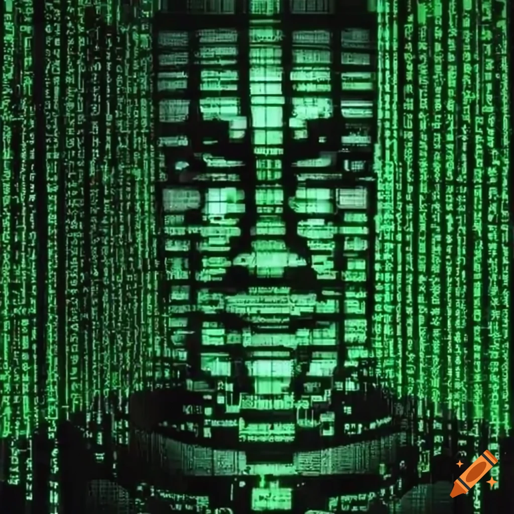 Matrix ai face staring directly at viewer on Craiyon