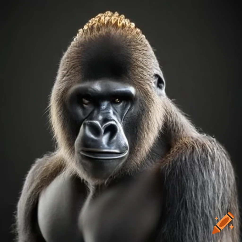 Gorilla wearing a gold chain on Craiyon