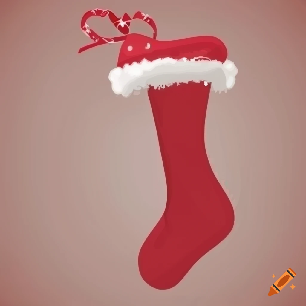Minimalist vector art of a Christmas stocking on Craiyon