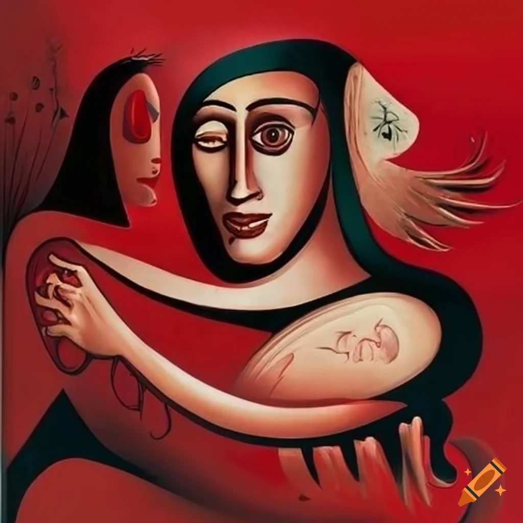Pablo picasso's cubism art depicting motherly love on Craiyon
