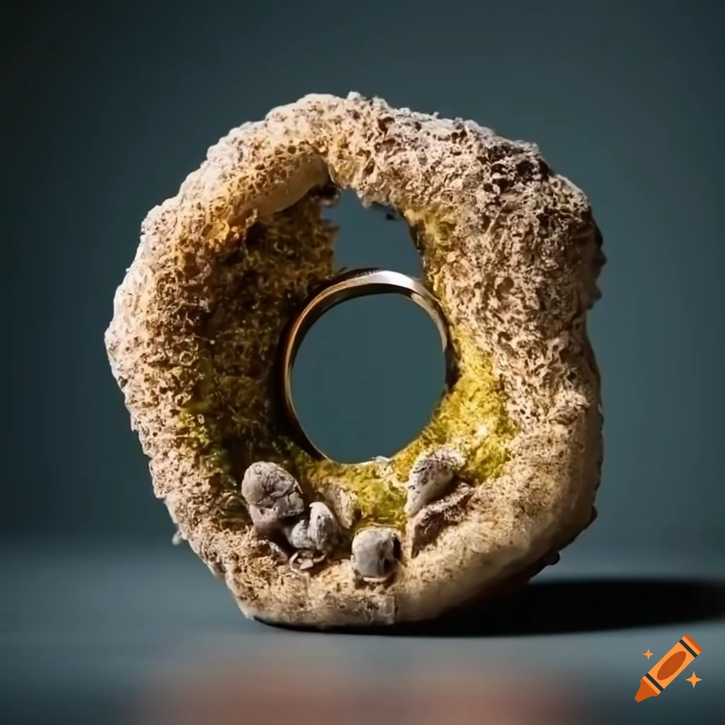 Eco-friendly mycelium box with a ring inside on Craiyon