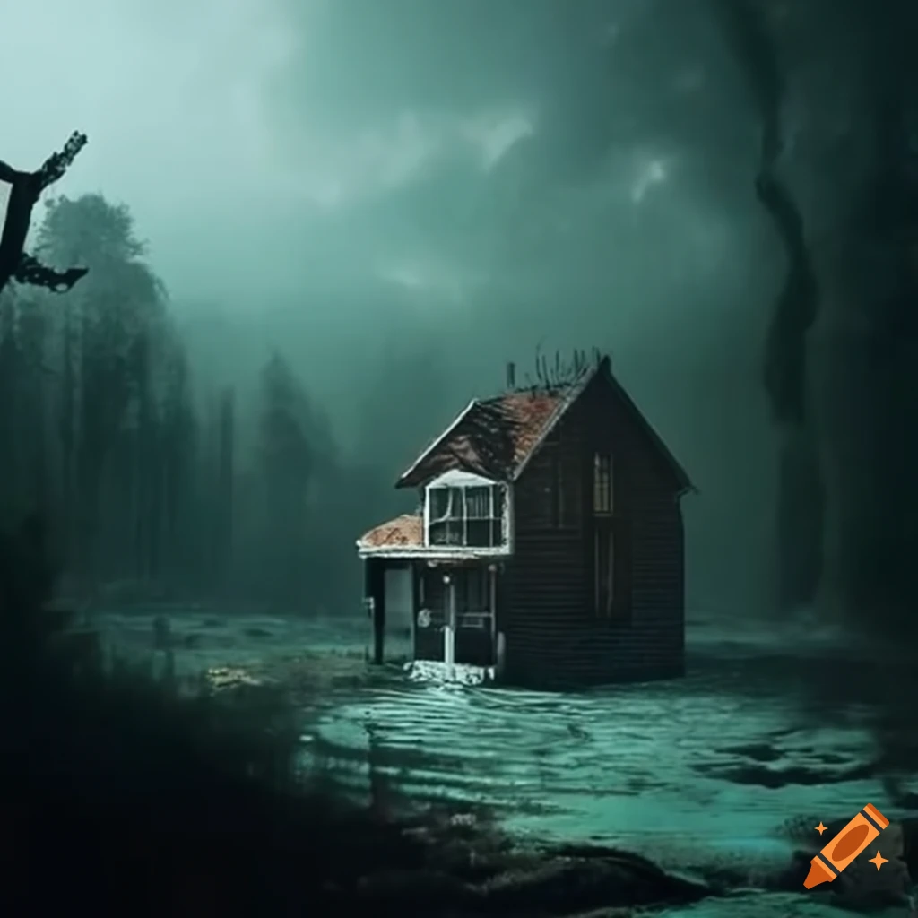 Retro house floating in space on Craiyon