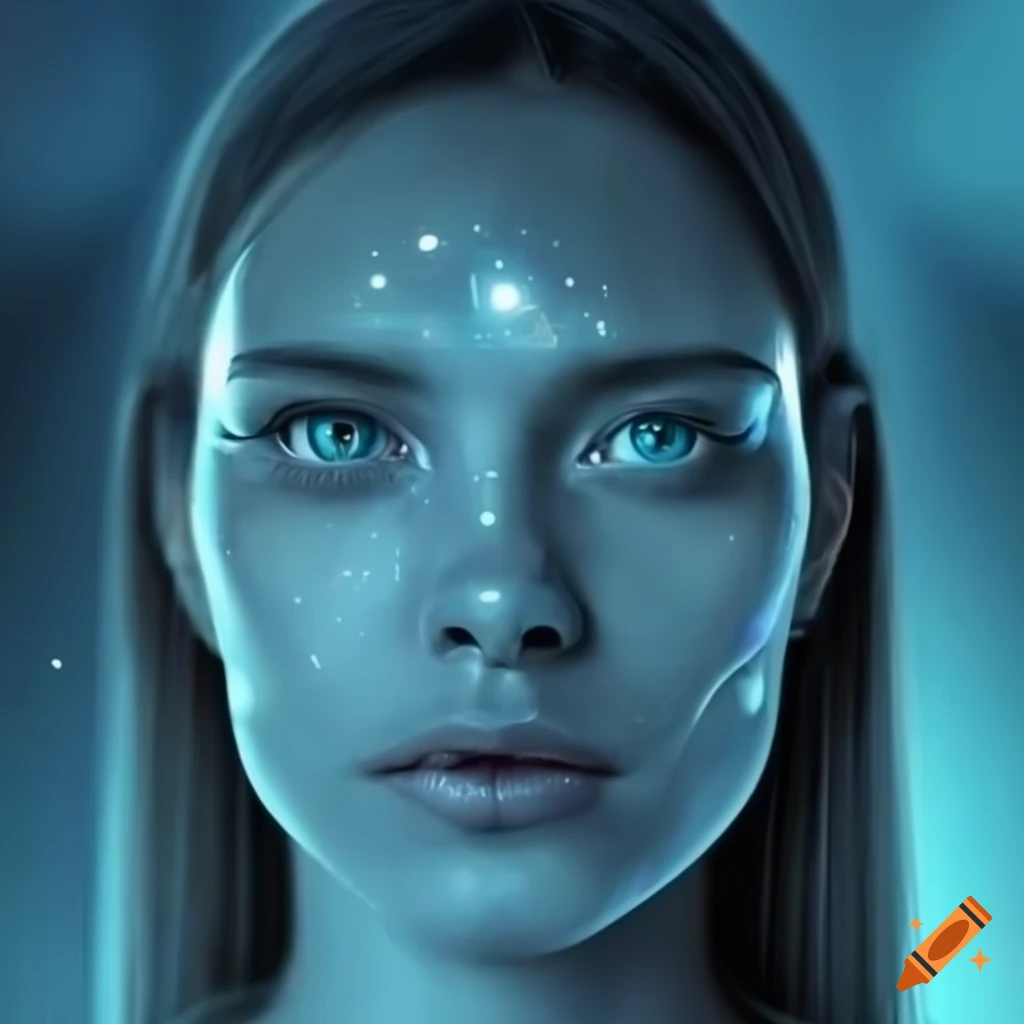 Futuristic illustration of a beautiful ai face