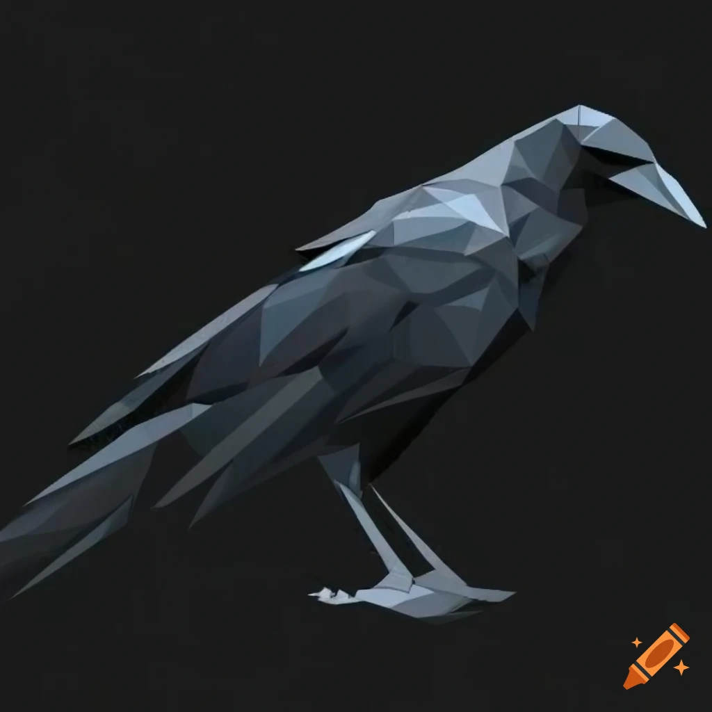 Low poly crow on black background on Craiyon