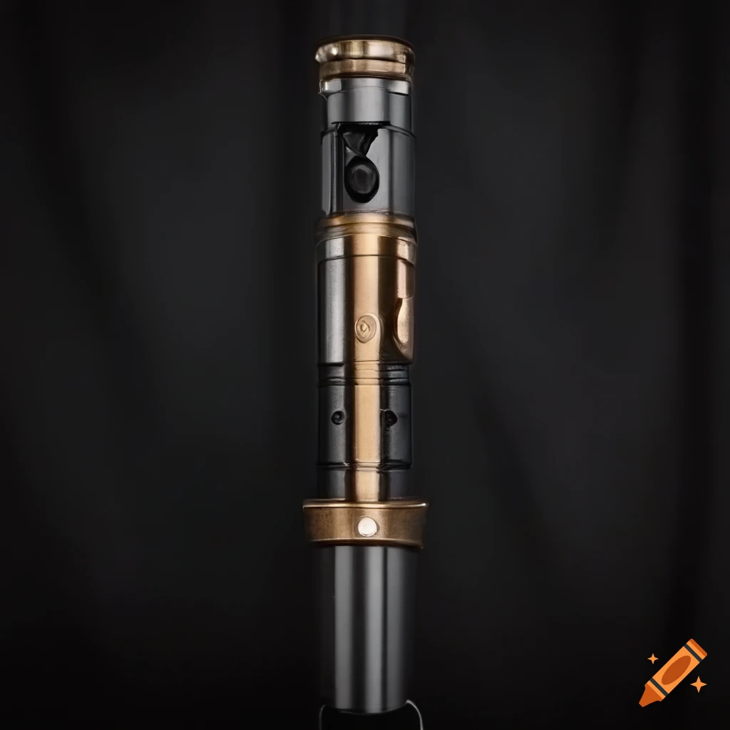 Detailed lightsaber hilt with bronze accents