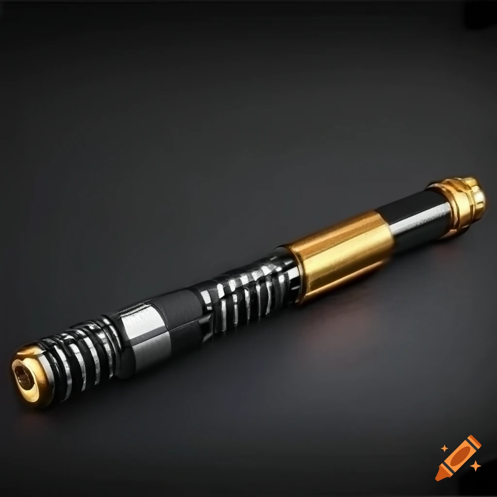 Detailed black lightsaber with geometric bronze accents on Craiyon