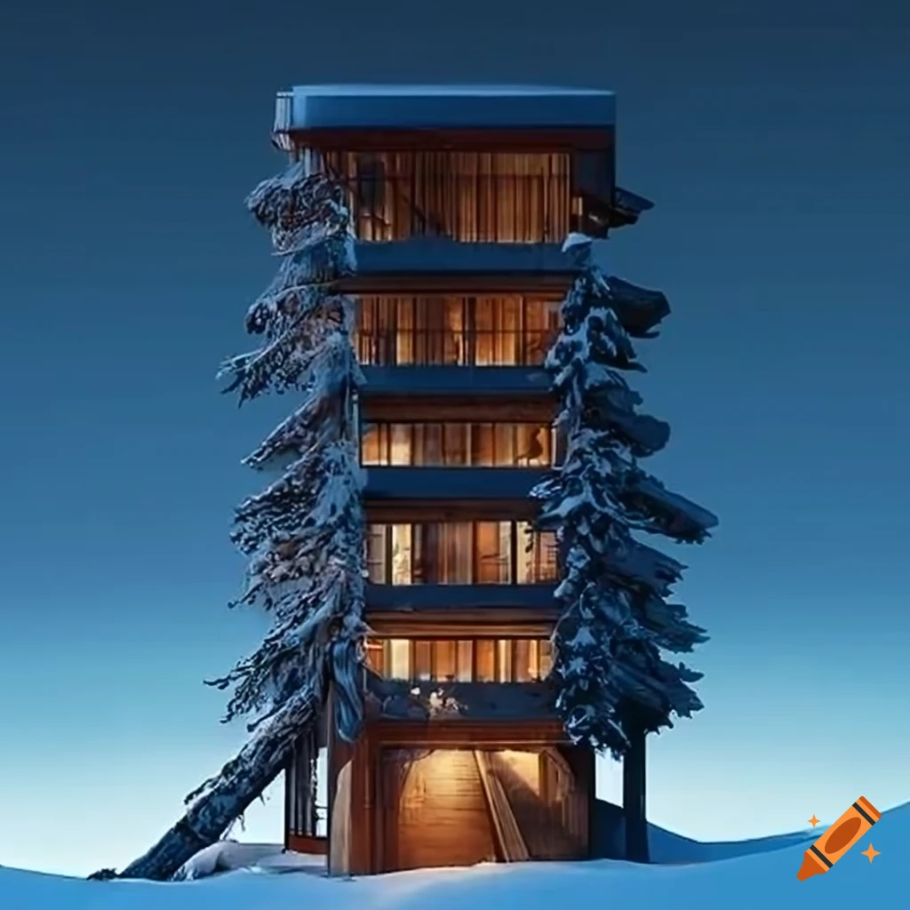 Nordic tower cabin architecture on Craiyon