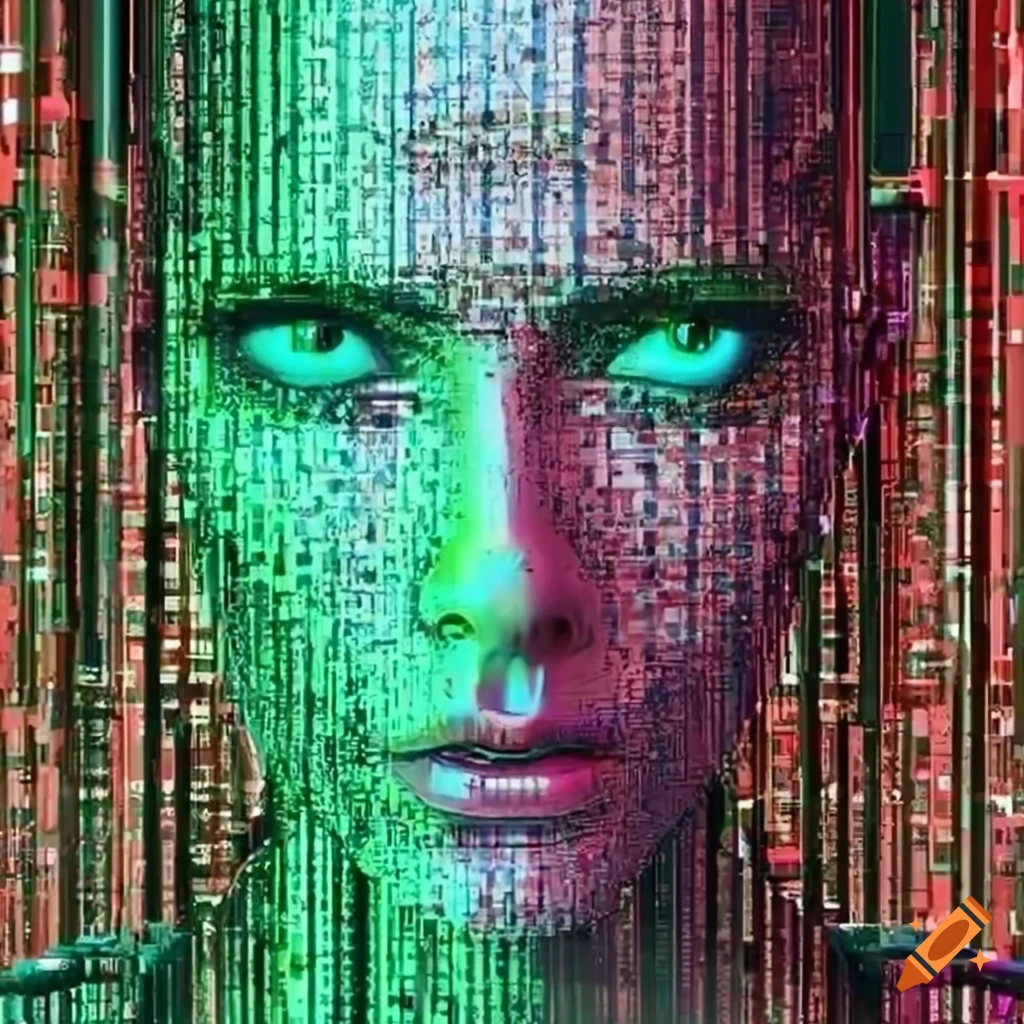 Illustration of a futuristic ai face on Craiyon