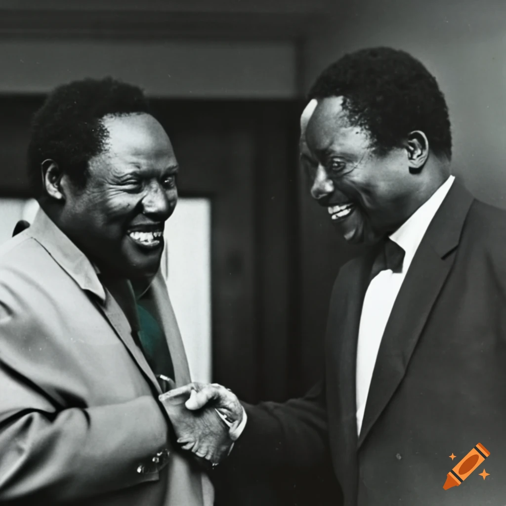 Historic image of jomo kenyatta and manuel noriega shaking hands on Craiyon