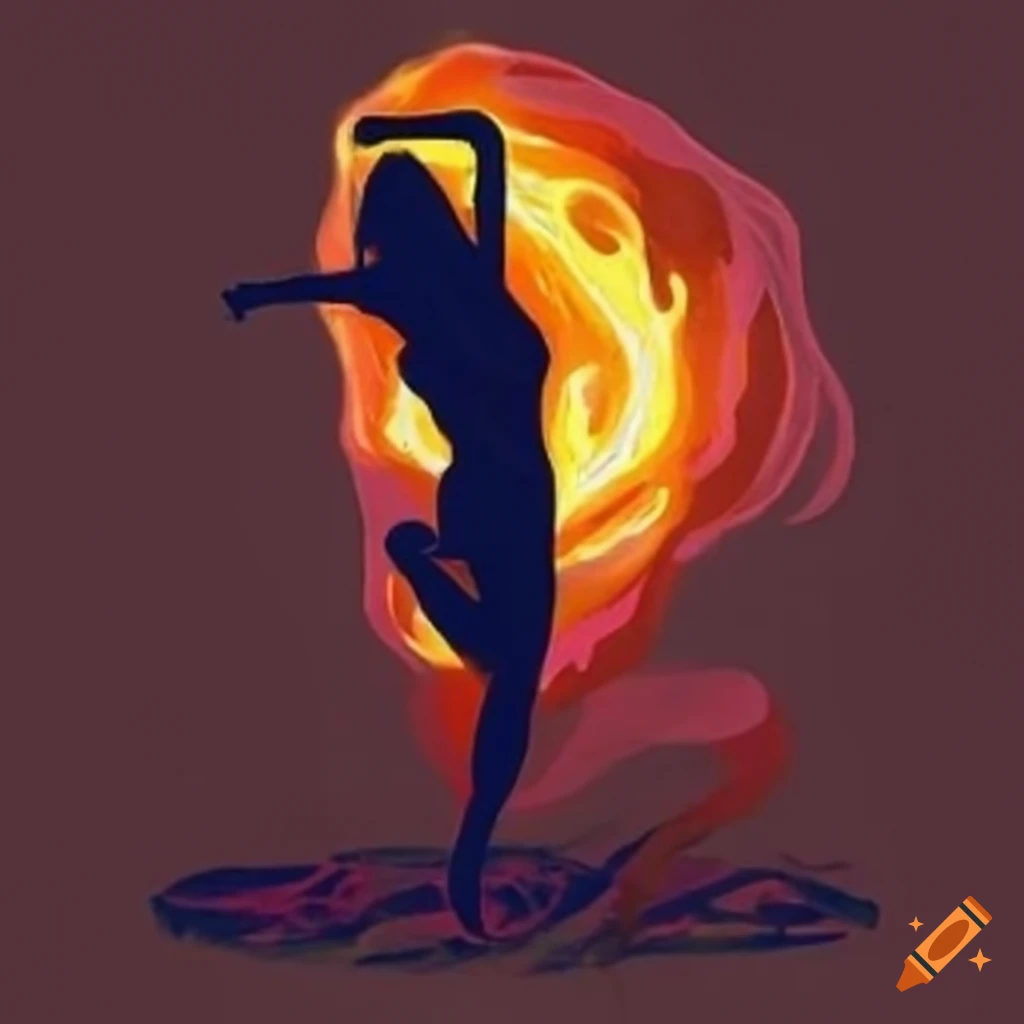 Silhouette dancing around a fire on Craiyon