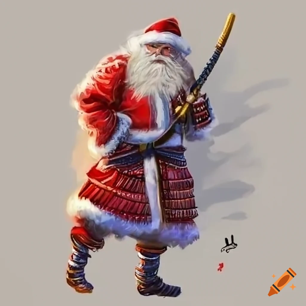 Santa samurai illustration