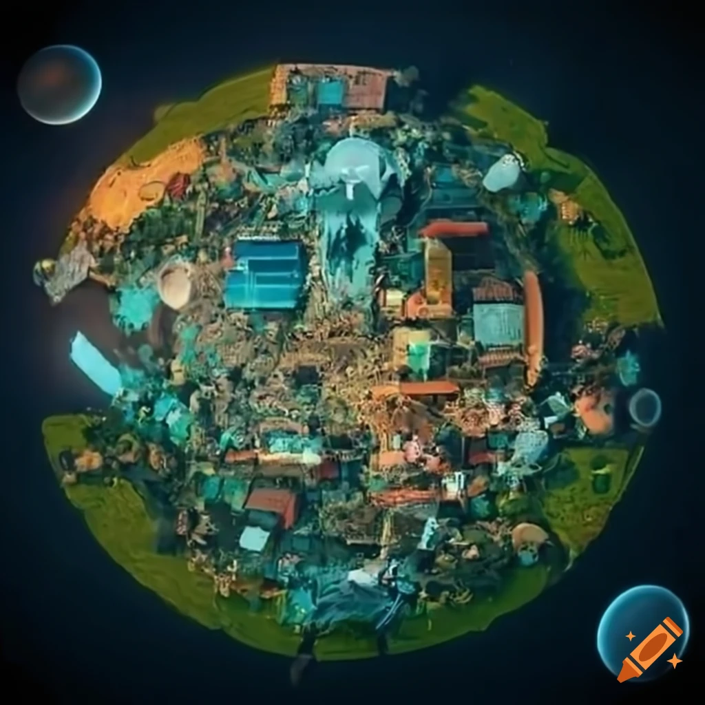 Aerial view of a solarpunk community on Craiyon