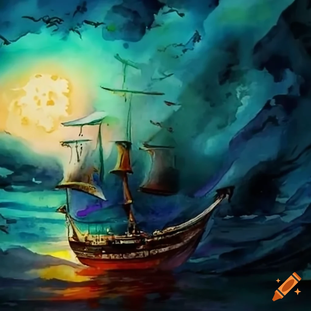 Painting representing characters and island life on Craiyon