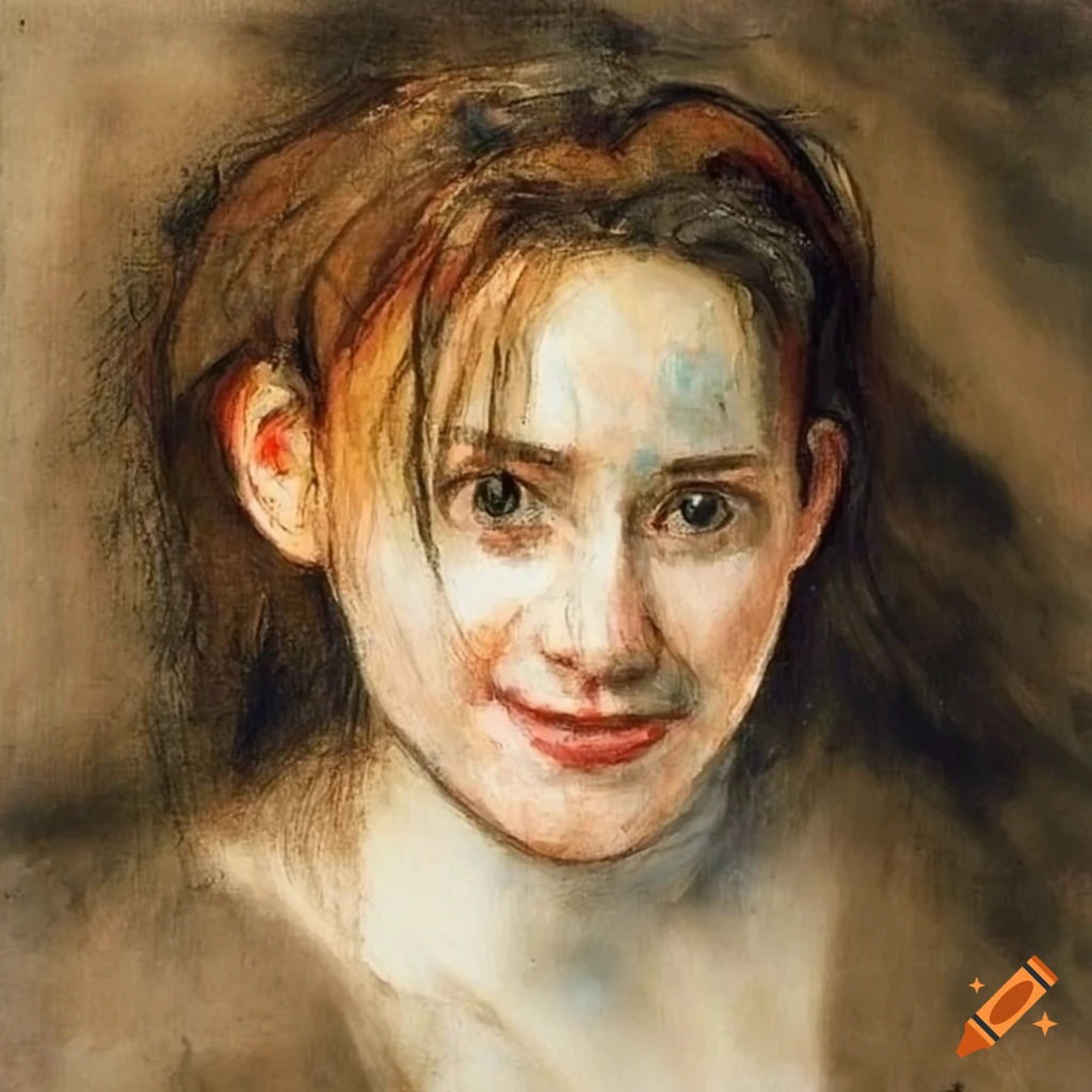 Colorful Charcoal Portrait Of A Woman With Windblown Hair On Craiyon