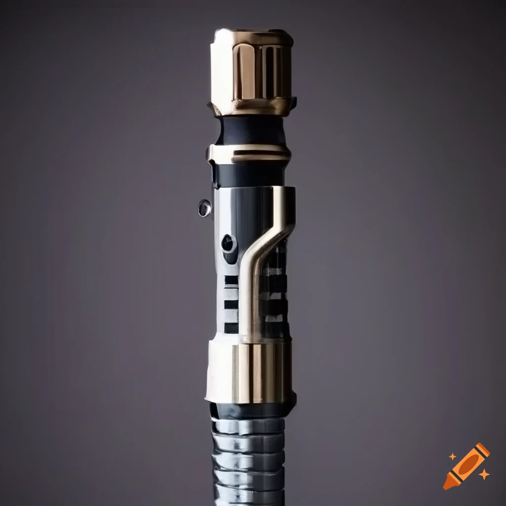 Detailed lightsaber hilt with geometric bronze accents