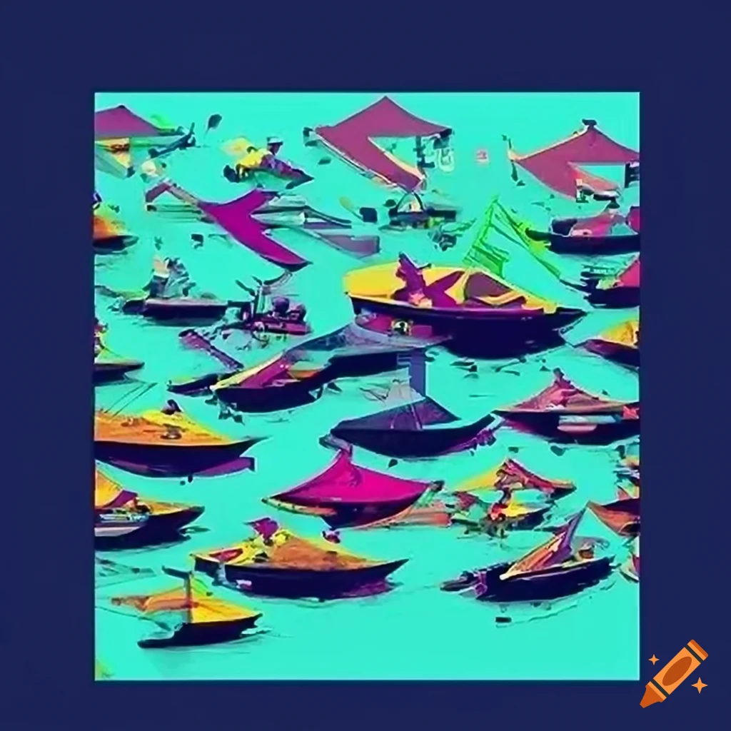 Abstract retro poster with vibrant colors and intricate details on Craiyon