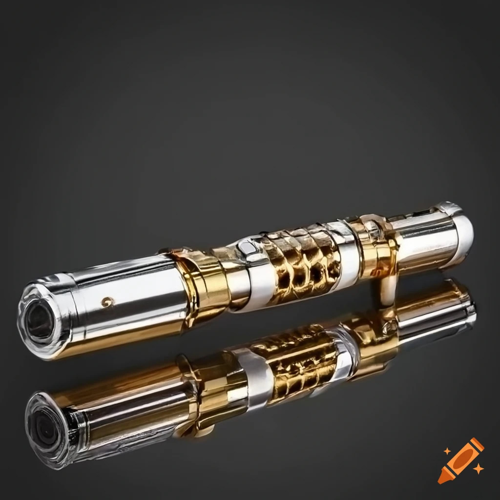 Exquisite and unique lightsaber hilt with platinum engravings on Craiyon