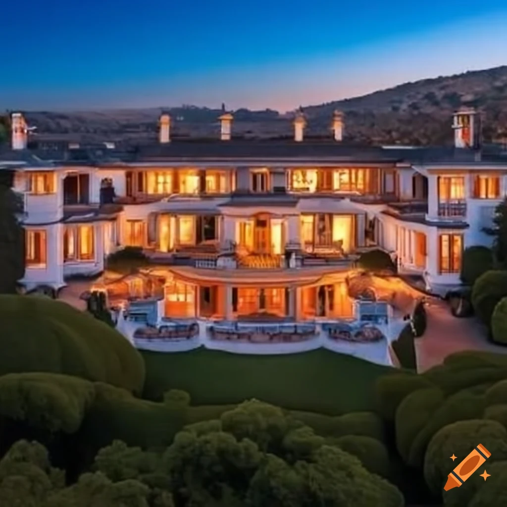A luxurious california mansion from above