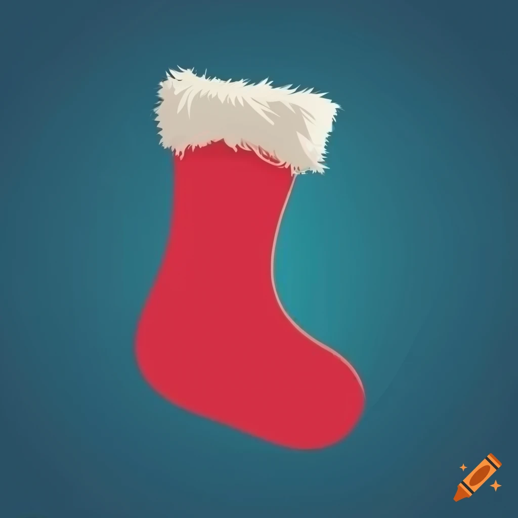 Minimalist vector art of a christmas stocking