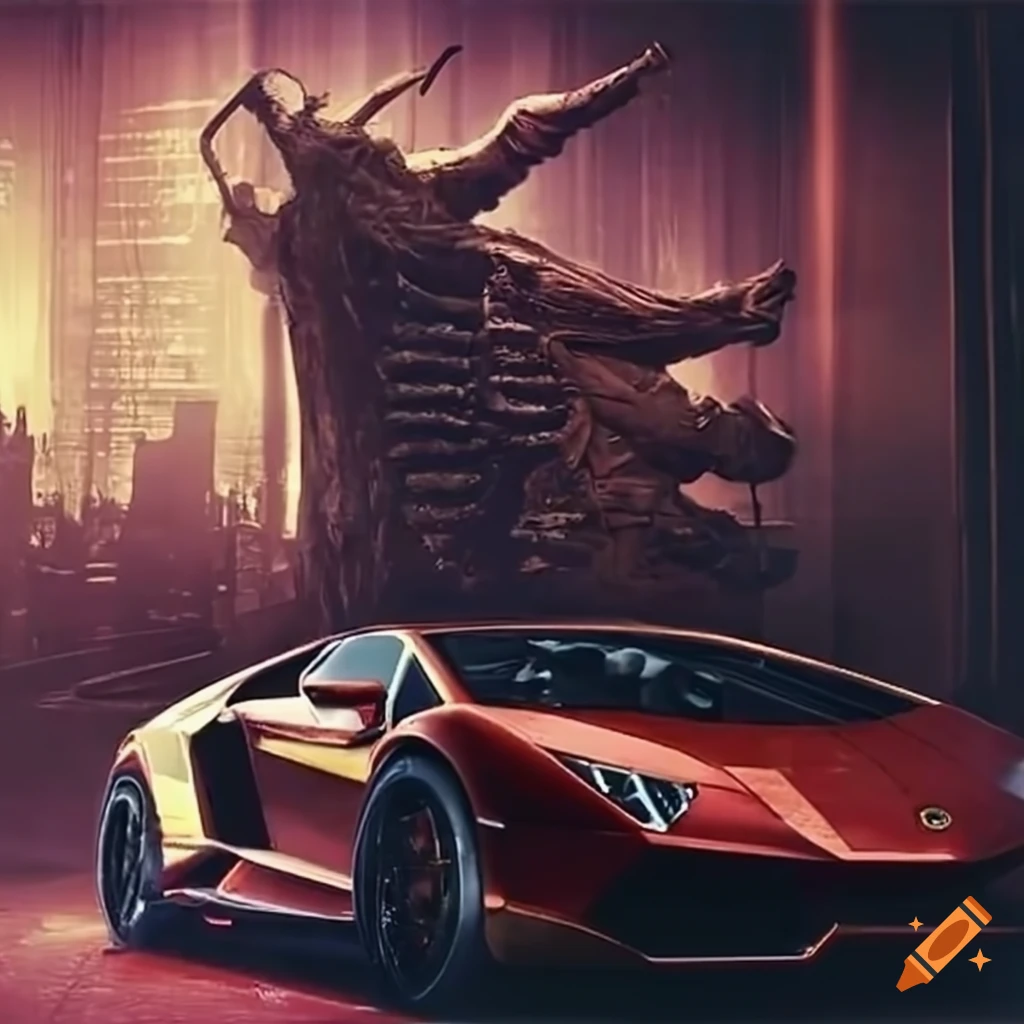 Lamborghini breaking free from the matrix on Craiyon