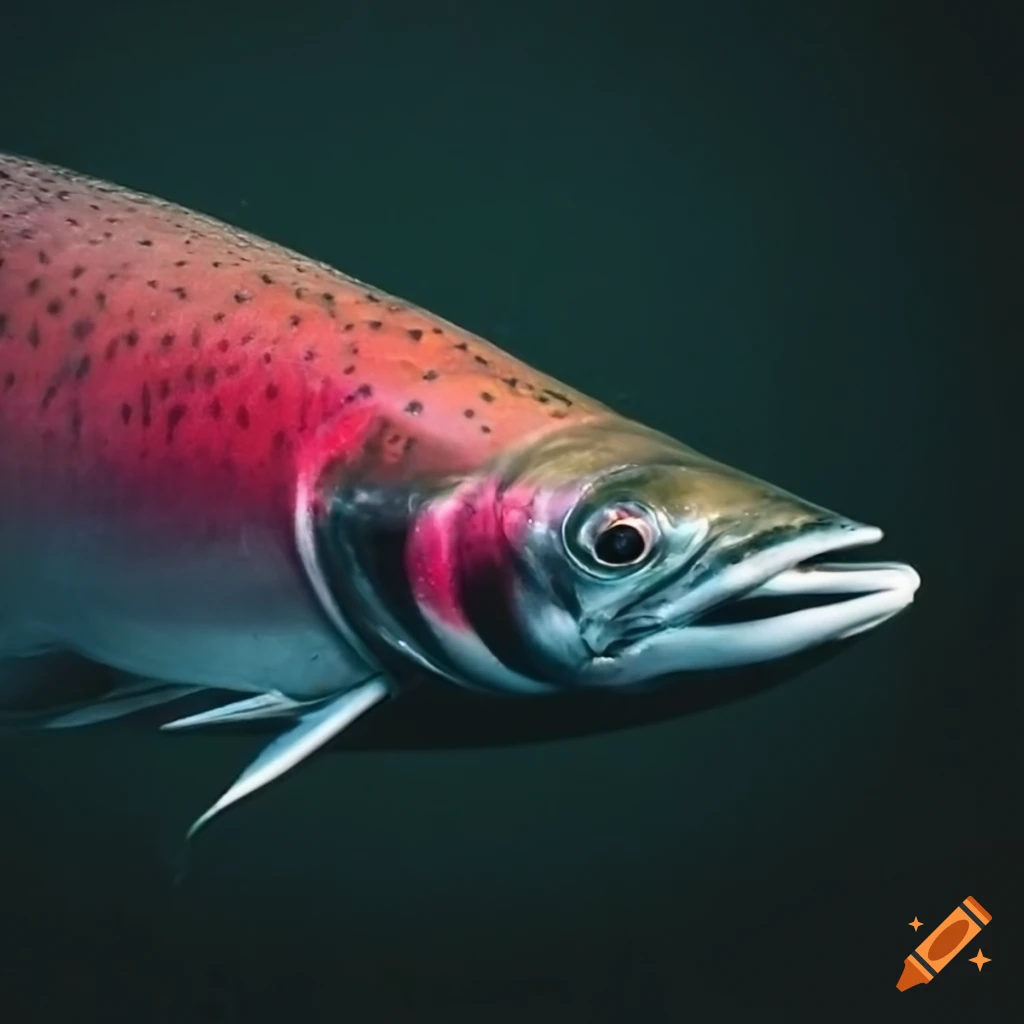 Close-up of a coho salmon