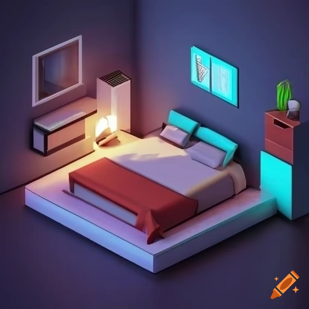Isometric bedroom on Craiyon