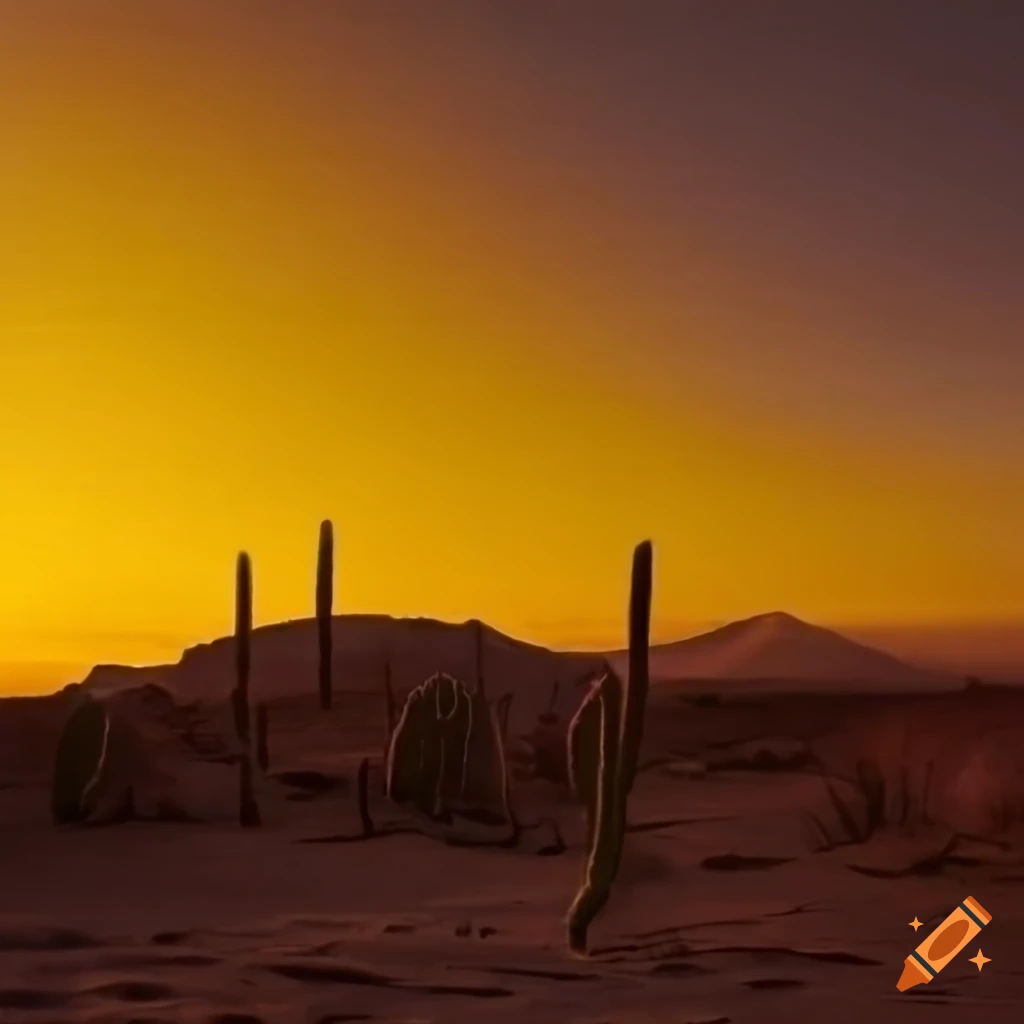 Mexican desert scene with sombrero on cactus on Craiyon