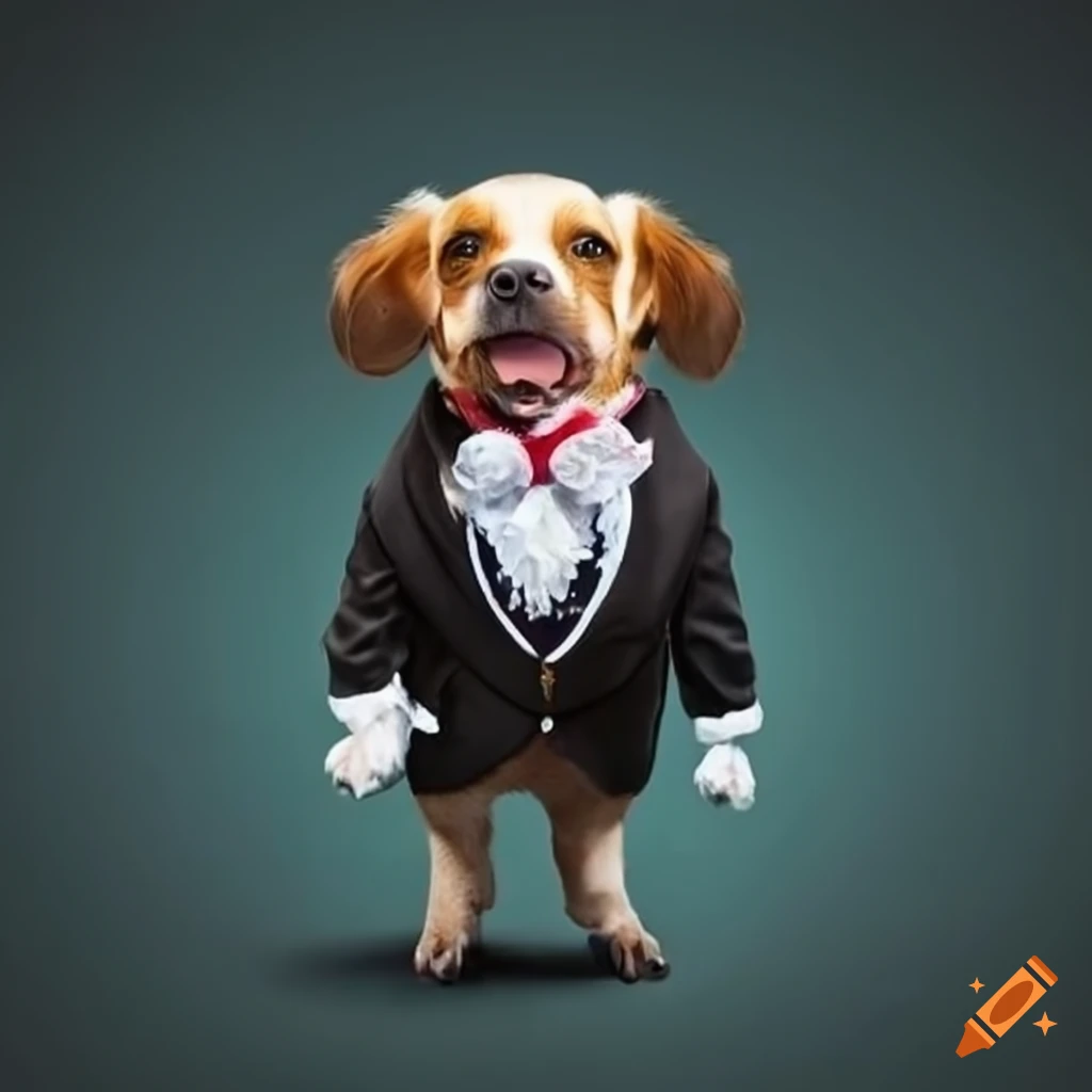 Dog dressed as a butler on Craiyon