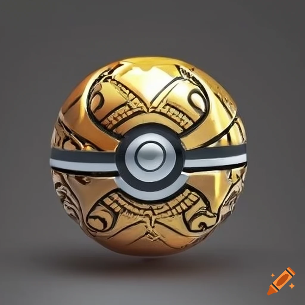 Golden tribal-inspired pokeball artwork on Craiyon